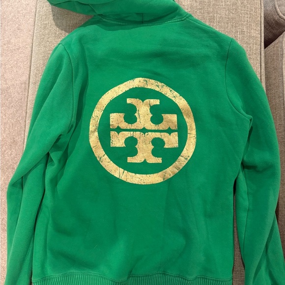 Tory Burch | Tops | Rare Tory Burch Green Hoodie With Gold Logo | Poshmark